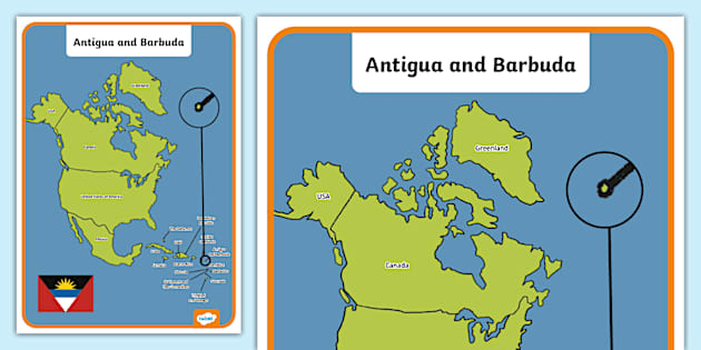 Barbuda and Antigua Map Display Poster (teacher made)