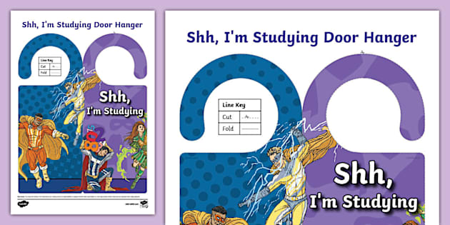 KS2 'Shh, I'm Studying' Door Hanger Worksheet (teacher made)