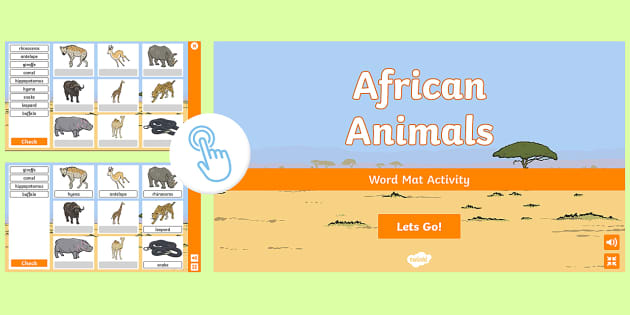 Interactive African Animals Word Mat Activity | Twinkl Go!