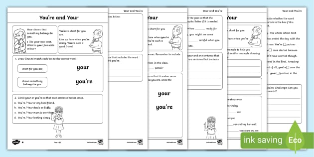 KS1 You're or Your Differentiated Worksheets - Twinkl