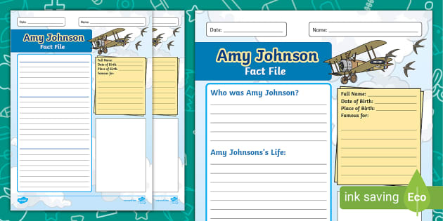 Amy Johnson Significant Individual Fact Sheet Writing Frame