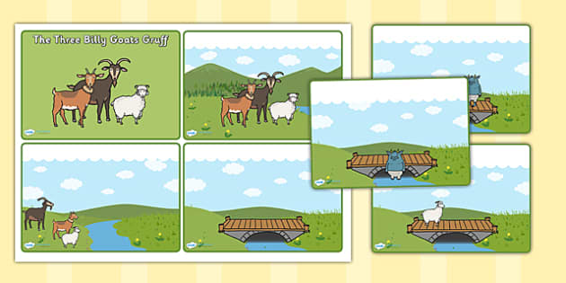 The Three Billy Goats Gruff Story Sequencing (4 per A4) - the