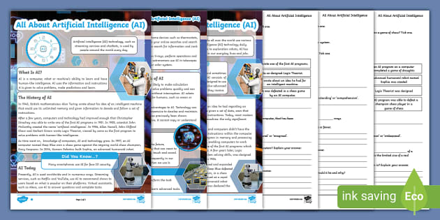 * NEW * UKS2 All About Artificial Intelligence (AI) Reading Activity