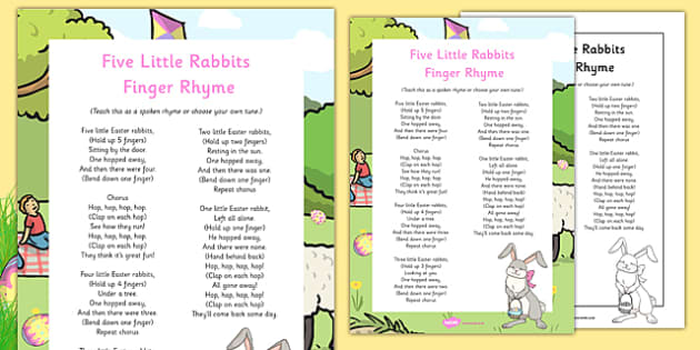 Five Easter Rabbits Finger Rhyme