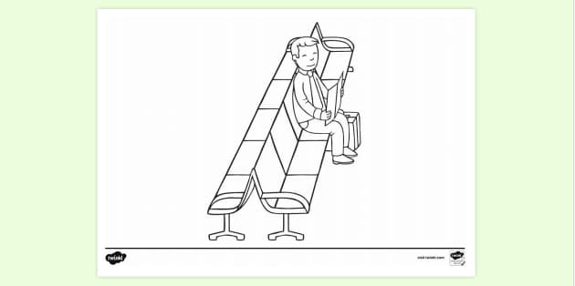 Businessman Sitting On Bench | Colouring Sheets - Twinkl