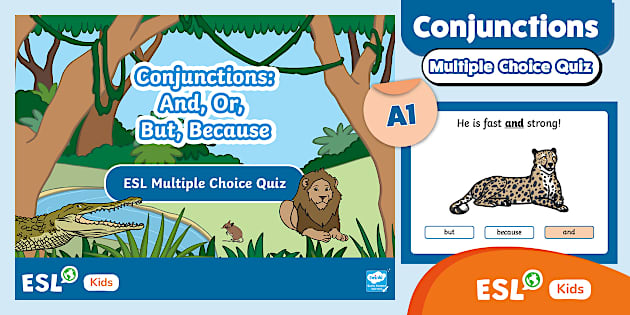 ESL Conjunctions Quiz for Kids {A1}