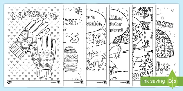 FREE! - ESL Winter Pun Mindfulness Colouring Cards - Twinkl