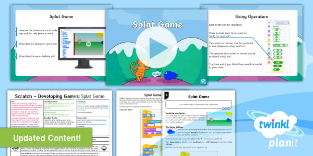 Computing: Scratch: Splat Game Year 5 Lesson Pack 4 - Twinkl