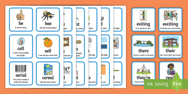 Homophones Matching Cards - homophones, homophone matching cards, homophone