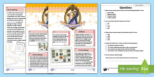 LKS2 Ada Lovelace Differentiated Comprehension Activity