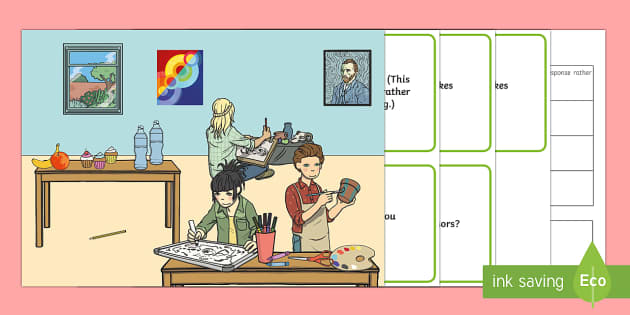 Art Lesson Scene Blanks Level 2 Questions (teacher made)