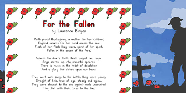 Remembrance Day Poem For The Fallen A4