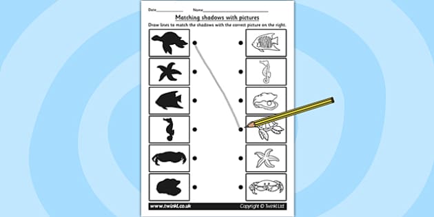 Under the Sea Shadow Matching Worksheet