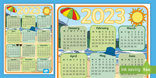 FREE! - Beach Themed 2023 Calendar (profesor hizo) - Twinkl