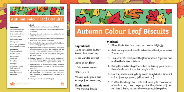Little Acorns Autumn Colour Leaf Biscuit Recipe - Twinkl