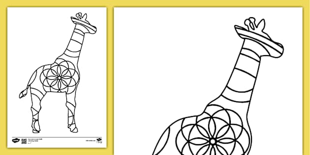 Giraffe Mandala Colouring Page (Teacher-Made) - Twinkl