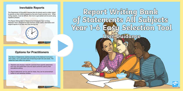 Report Writing Bank of Statements All Subjects Year 1-6 Easy Selection Tool