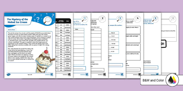 Fifth Grade The Mystery of the Melted Ice Cream Math Project