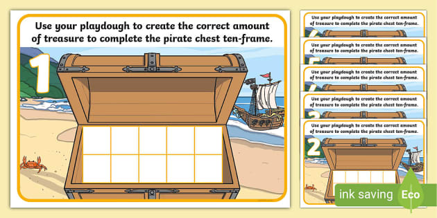 Pirate Ten-Frame Number Modelling Dough Mats - Twinkl