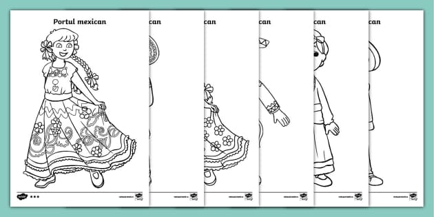 Portul tradițional mexican – Desene de colorat - Twinkl