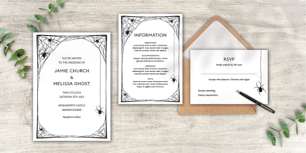 Spider Themed Wedding Invitation (teacher made) - Twinkl