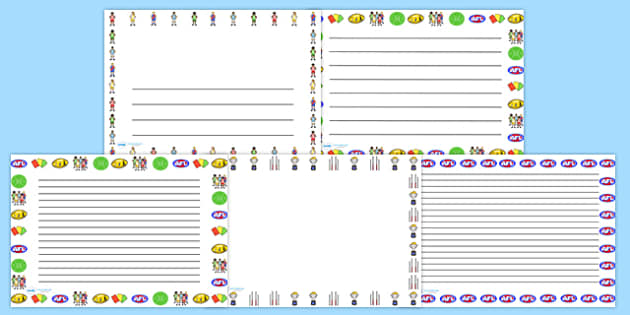 Australian Football League Landscape Page Borders - writing aid