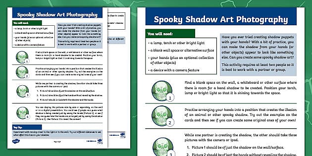 Spooky Shadow Art Photography Activity (teacher made)