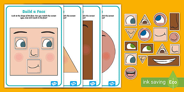 👉 All About Me: Build a Face 2D Shape Activity - Twinkl