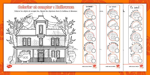 Colorier et compter : Halloween (Teacher-Made) - Twinkl
