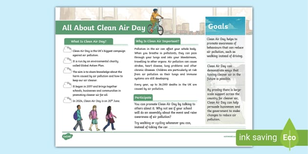 Clean Air Day Fact File - Geography - KS2 (teacher made)