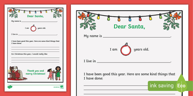 Santa Letter Template - Christmas - Parents (teacher made)
