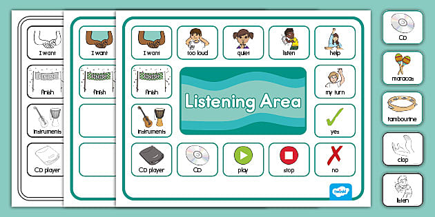 Colorful Listening Area Communication Board | Twinkl USA
