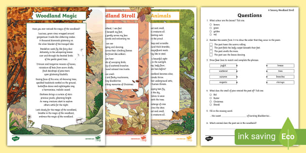 Woodland Poetry - Differentiated Reading Comprehension – KS2