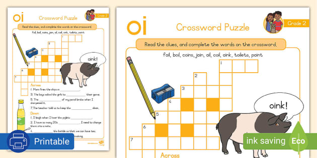 Grade 2 Phonics Crossword Puzzle oi (teacher made) - Twinkl