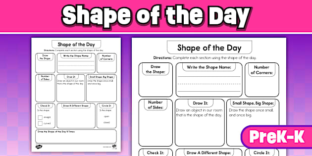 Shape of the Day Worksheet for PreK-K
