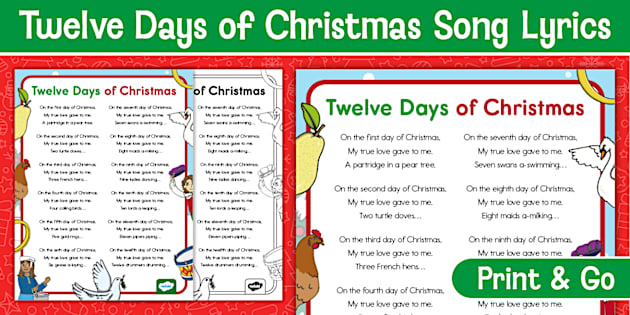 Twelve Days of Christmas Song Lyrics