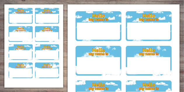 Fluffy Clouds & Blue Sky Name Tags | Twinkl Party