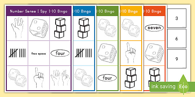 Number Sense I Spy 1-10 Bingo