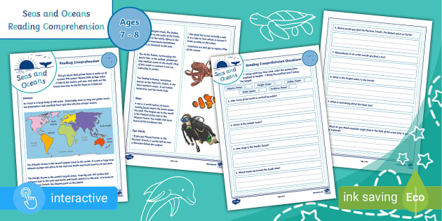 Year 3 Seas and Oceans Reading Comprehension (Ages 7 - 8)