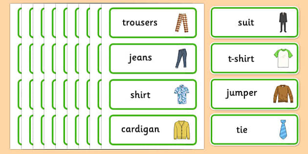 Clothes Shop Word Cards (teacher made)