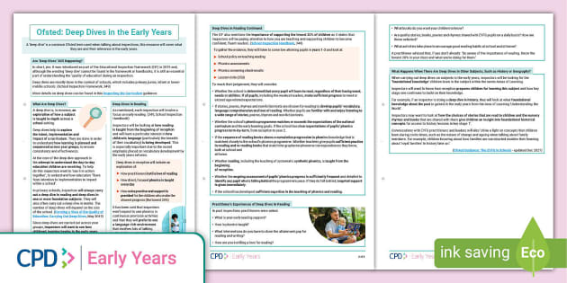 EYFS Ofsted Deep Dives Handout | CPD | Twinkl (teacher made)