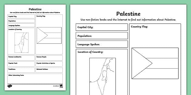 Palestine Fact File Writing Template (Hecho por educadores)