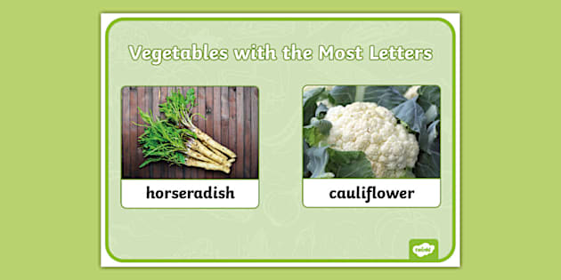 Vegetables with Most Letters Display Poster