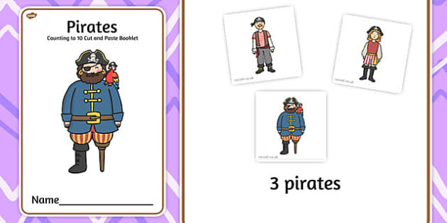 Pirates Counting to 10 Cut and Paste Booklet - Twinkl