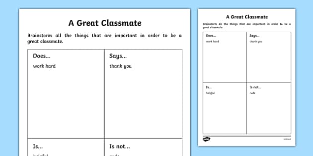 First Day Great Classmate Worksheet / Worksheet-Scottish, worksheet