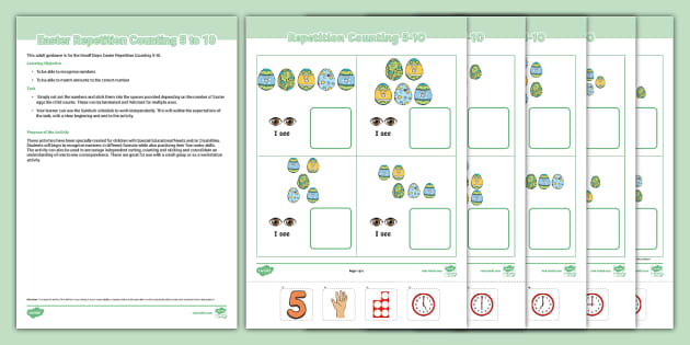 SEND Small Steps: Easter Repetition Counting 5-10 - Twinkl