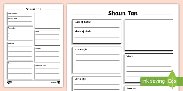 Shaun Tan Fact File Template (teacher made)