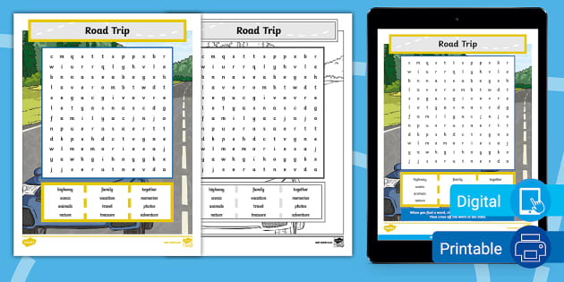 Road Trip Word Search for 3rd-5th Grade (teacher made)