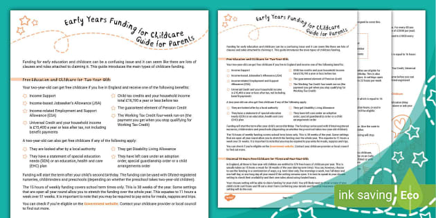 Parents Guide to Early Years Childcare Funding - Twinkl Parents Guide to Early Years Childcare Funding - Twinkl