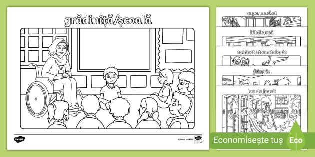 Locuri din orașul meu – Desene de colorat (teacher made)